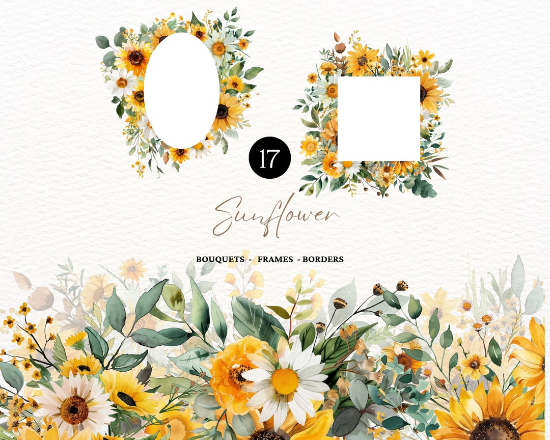Watercolor Sunflower Floral PNG Clipart Watercolor Floral Clipart ...