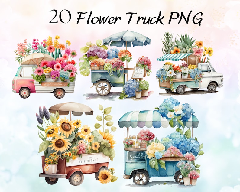 20 Watercolor Flower Carts Clipart Bundle Spring Florist - Etsy Canada