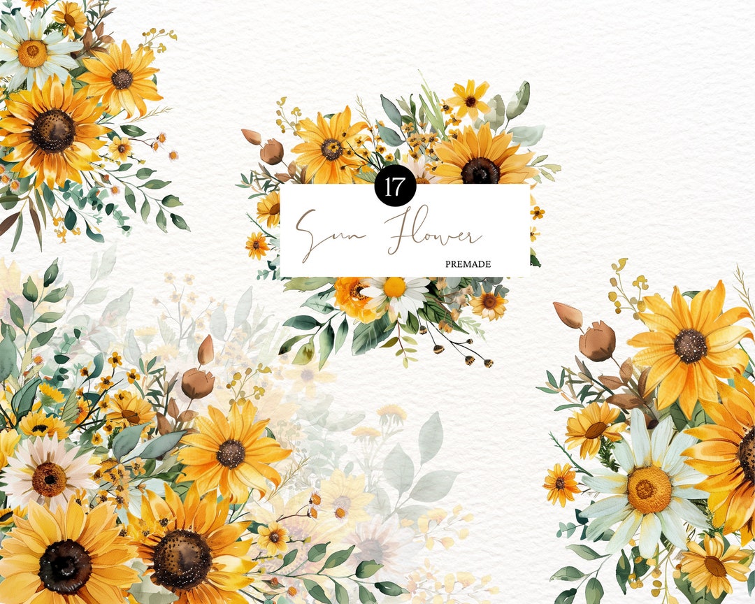 Watercolor Sunflower Floral PNG Clipart Watercolor Floral Clipart ...