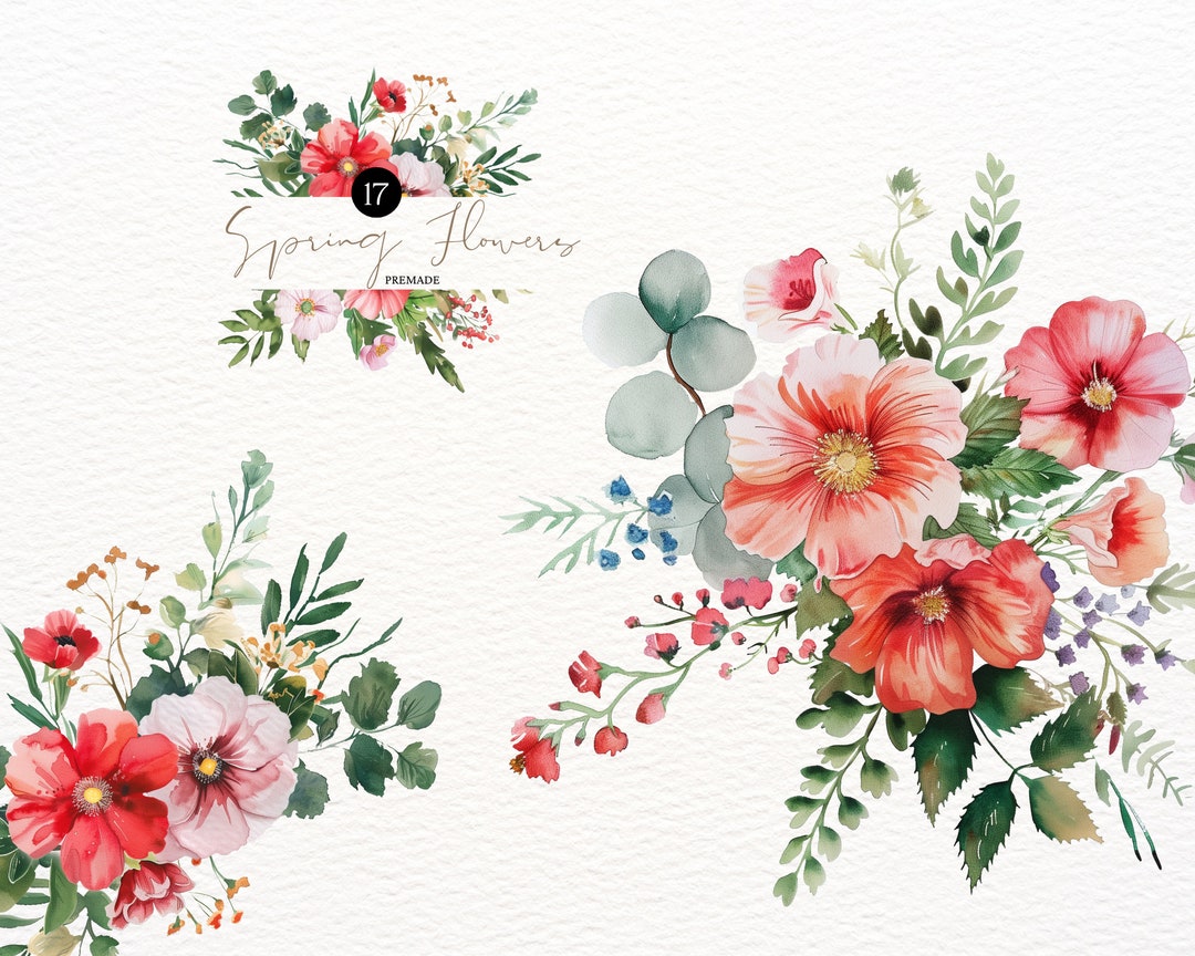 Watercolor Spring Flowers Clipart Spring Clipart Blush Floral ...