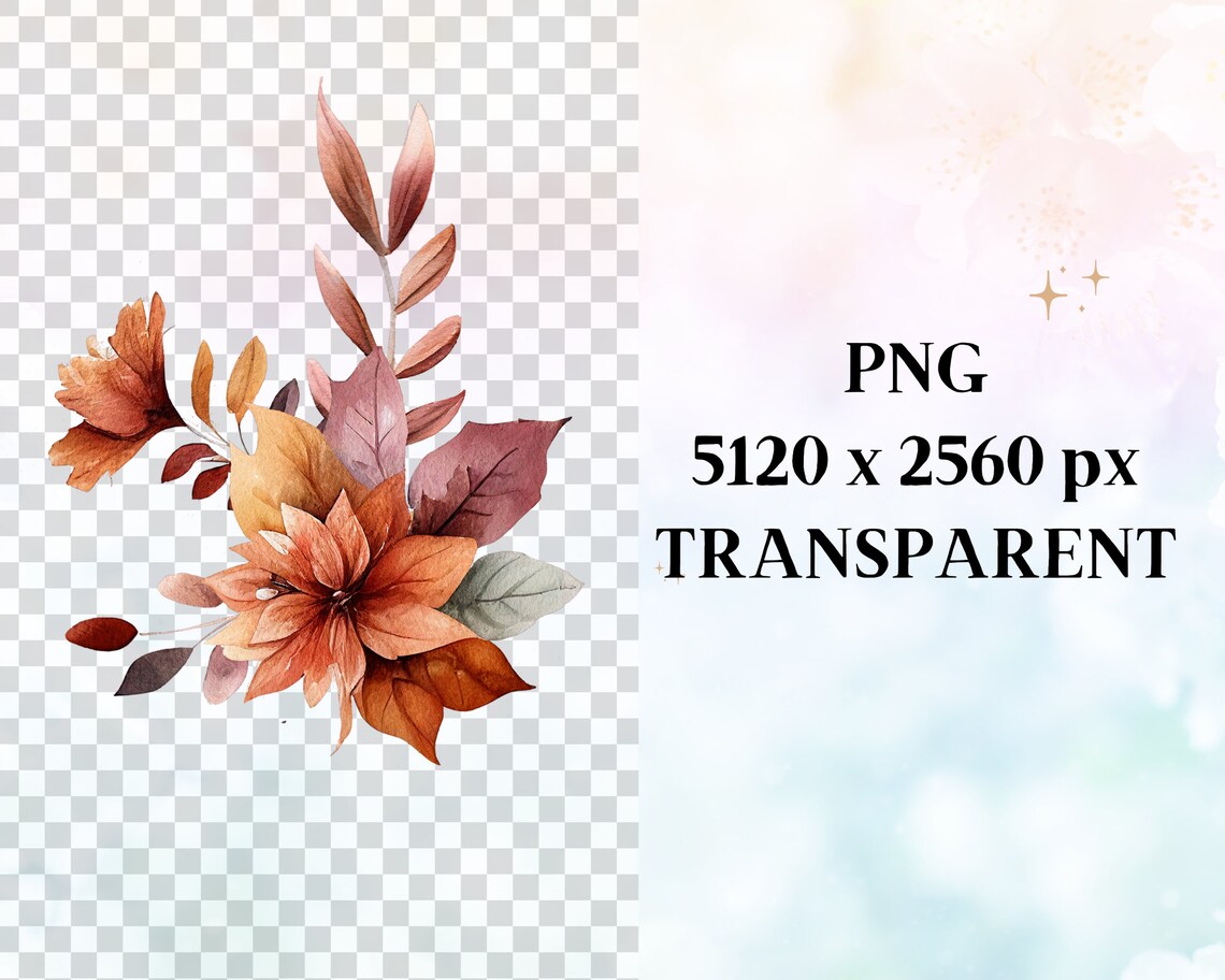 Watercolor Floral Clipart Autumn Clipart Autumn Floral - Etsy