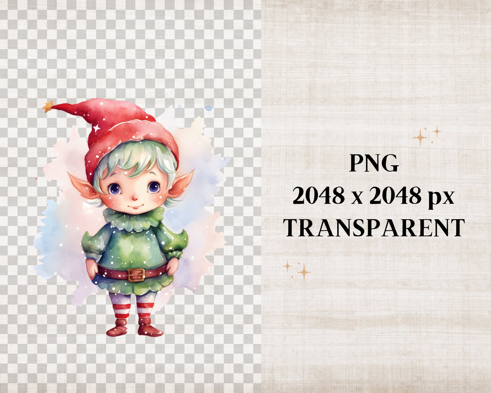 Watercolor Cute Christmas Elves Clipart, Watercolor Christmas Elf Santa ...