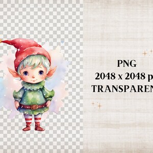 Watercolor Cute Christmas Elves Clipart, Watercolor Christmas Elf Santa ...