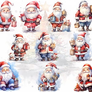Watercolor Cute Santa Clipart, Christmas Clipart, Santa Claus Art ...