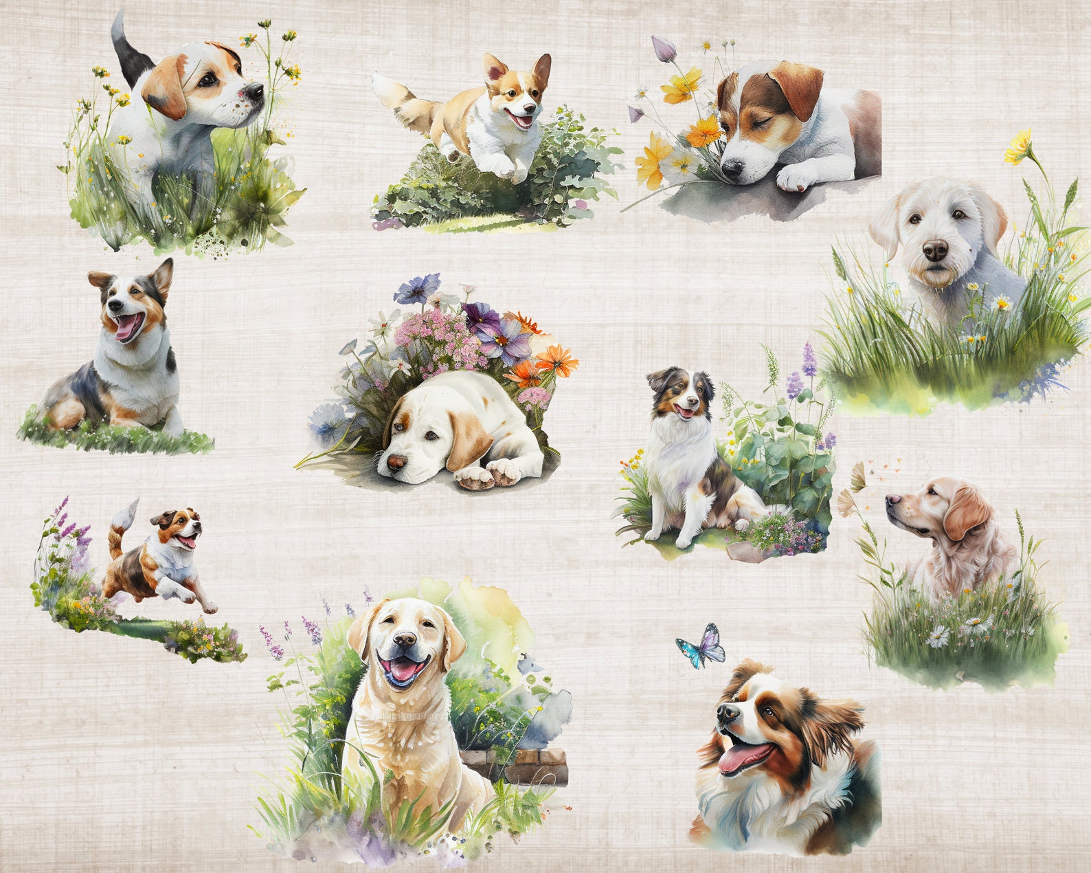 23 Watercolor Dogs Clipart Bundle Watercolor Puppies Clipart - Etsy