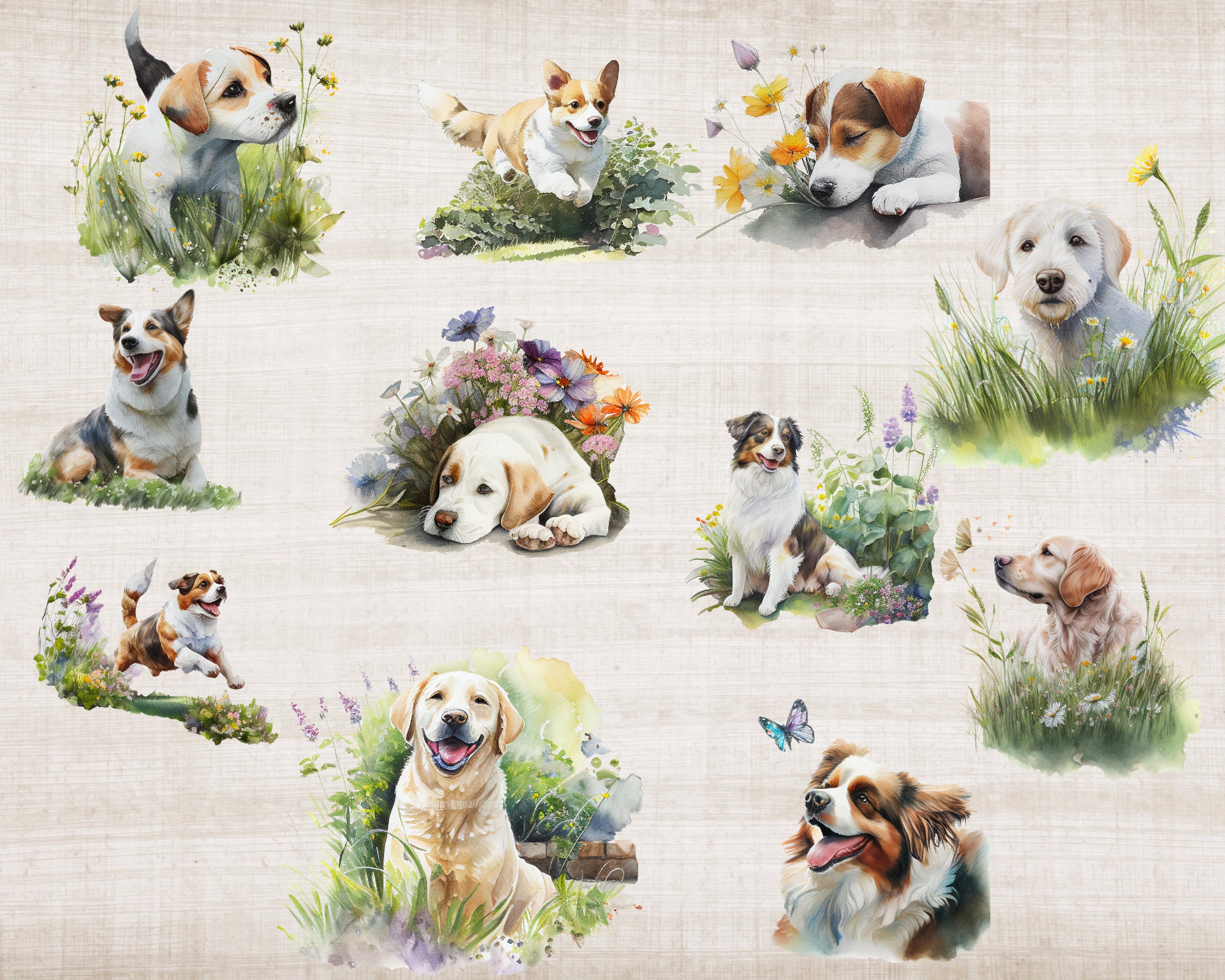 23 Watercolor Dogs Clipart Bundle Watercolor Puppies Clipart - Etsy
