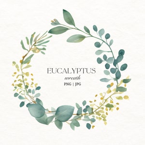 Watercolor Eucalyptus Wreath, Eucalyptus Clipart, Greenery Wreath ...