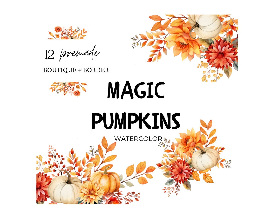 Watercolor Autumn Clipart, Fall Clipart, Watercolor Pumpkin Clipart ...