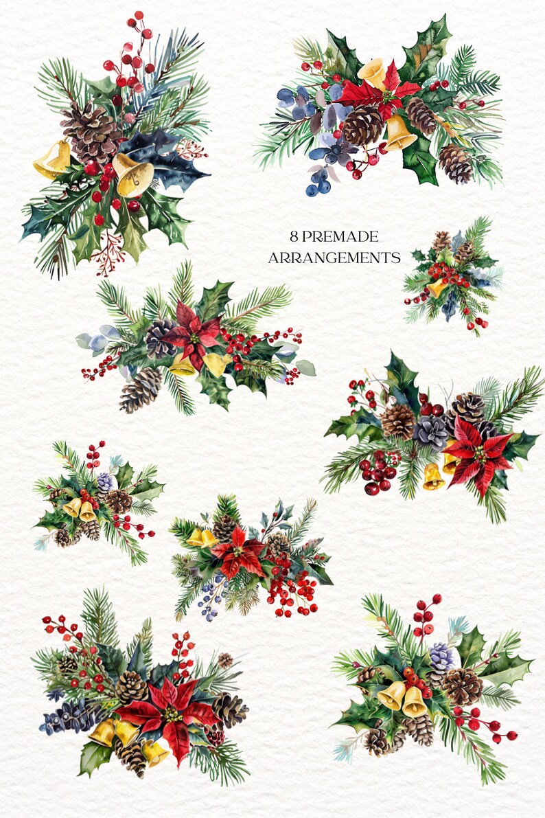 Christmas Flower Clipart Winter Floral Christmas Collection Christmas ...