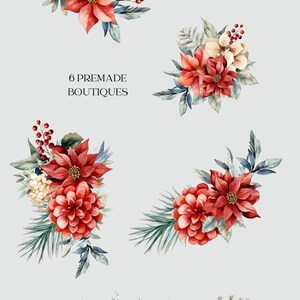 Watercolor Christmas Flowers Clipart, Wintertide Collection, Christmas ...