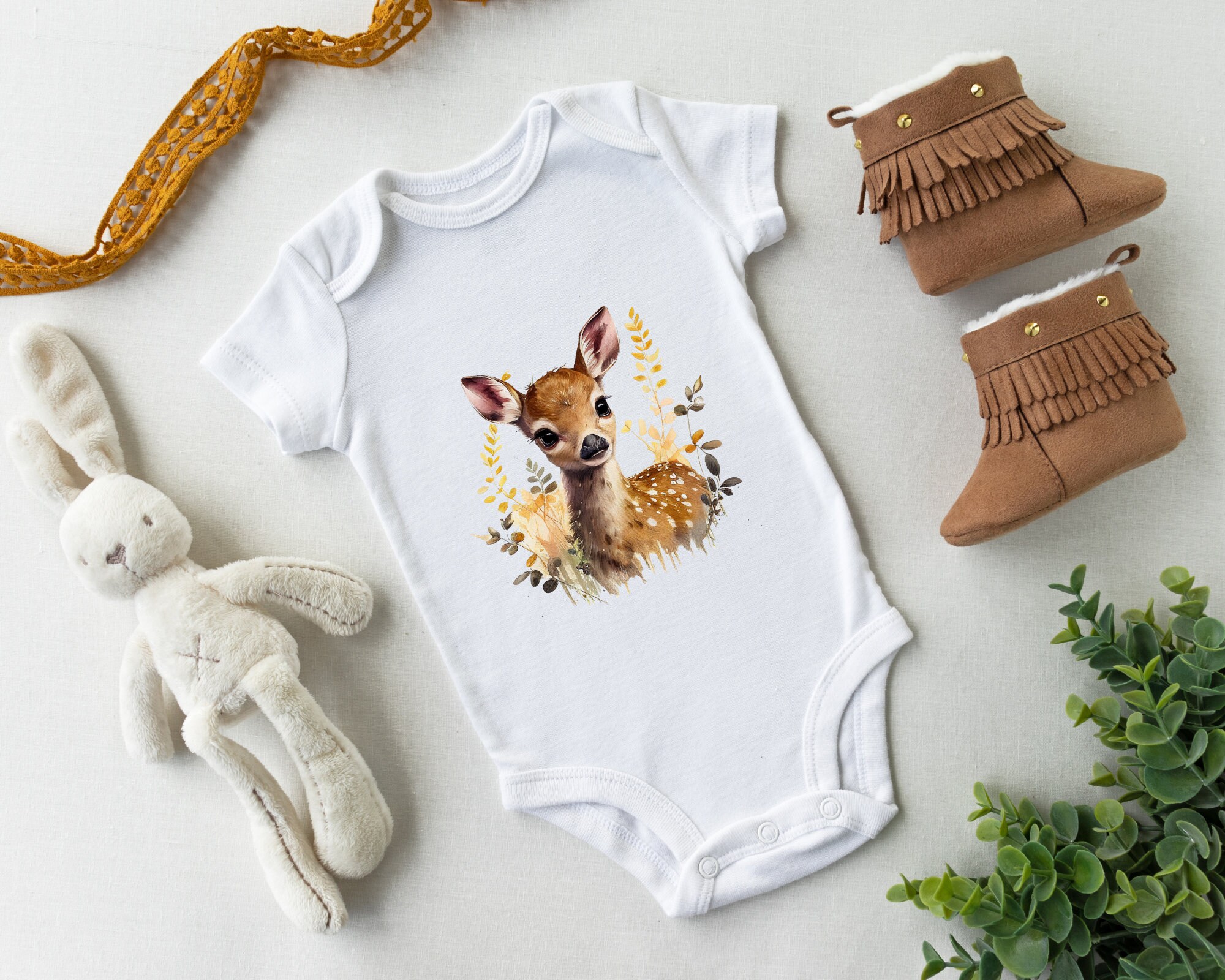 Watercolor Kawaii Fawn Clipart Bundle Commercial Use, Cute Deer ...