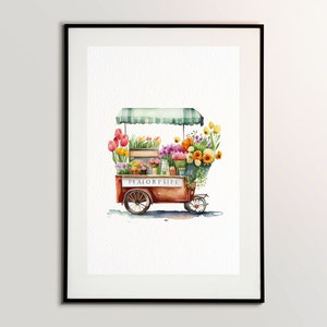20 Watercolor Flower Carts Clipart Bundle, Spring Florist Cart ...