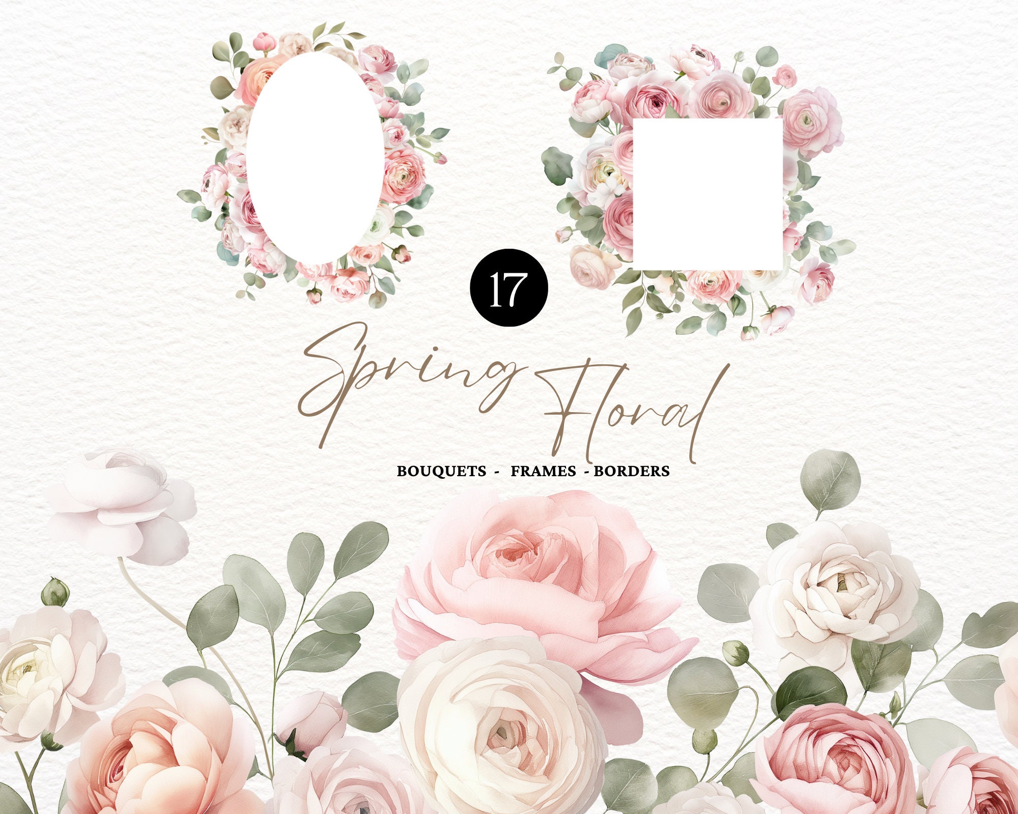 Dusty Rose Floral Clipart Blush Peonies Clipart PNG Flowers Border PNG ...