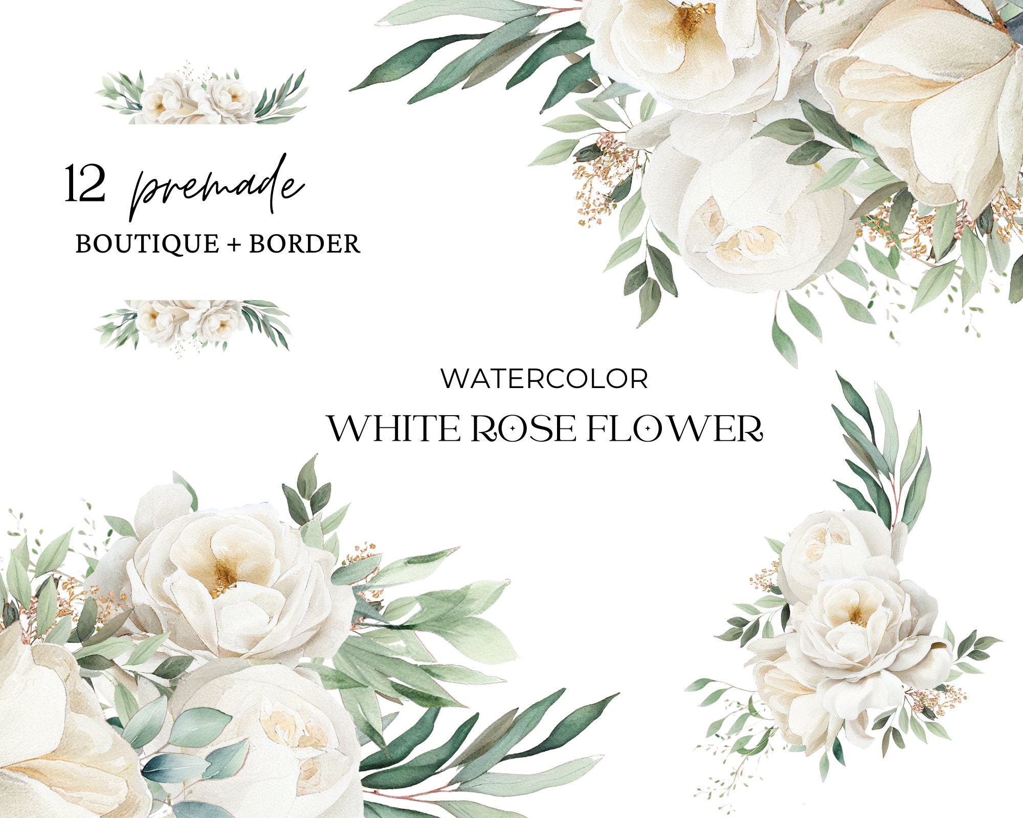 Watercolor White Roses Clipart, White Roses PNG, White Rose Flowers ...