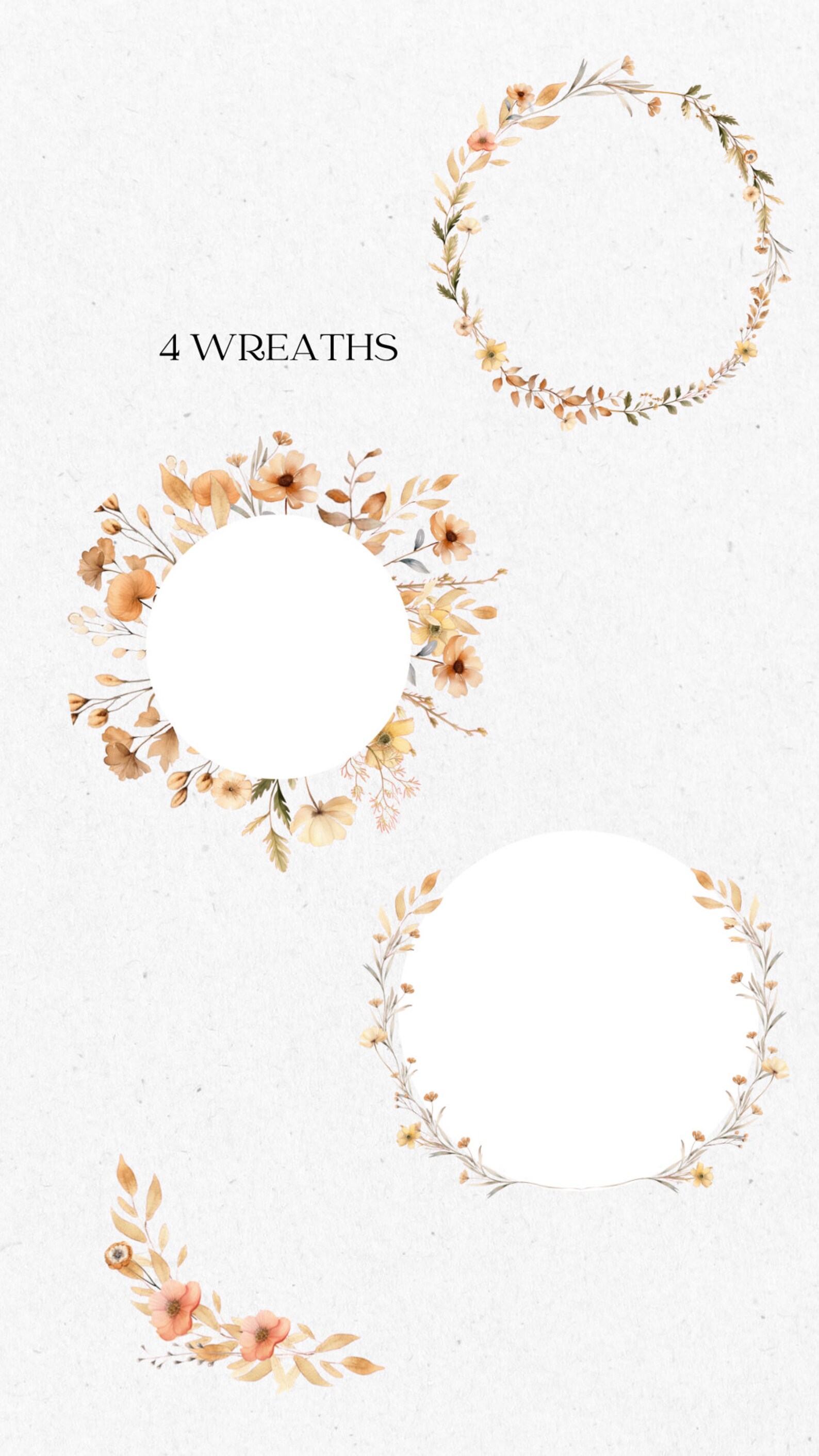 Watercolor Boho Wild Flowers Clipart, Floral Borders, Wild Floral ...