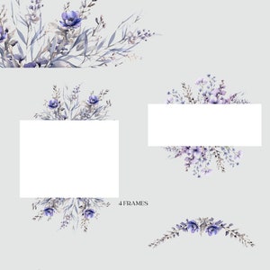 Watercolor Dusty Violet Floral Clipart, Bohemian Lavender Flowers ...