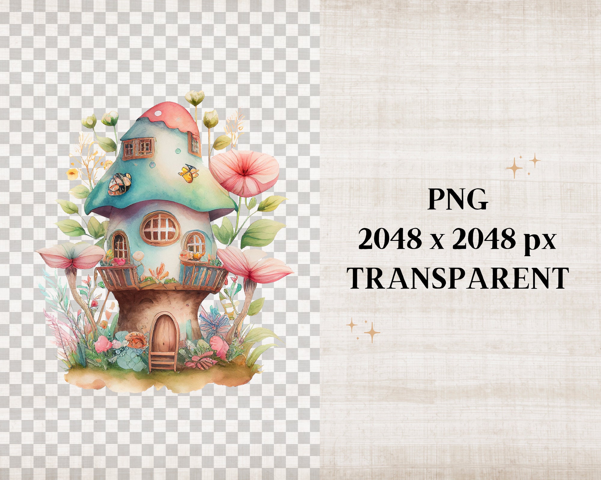 24 Watercolor Fairy House Clip Art Bundle, Cute Pastel Fairy House ...