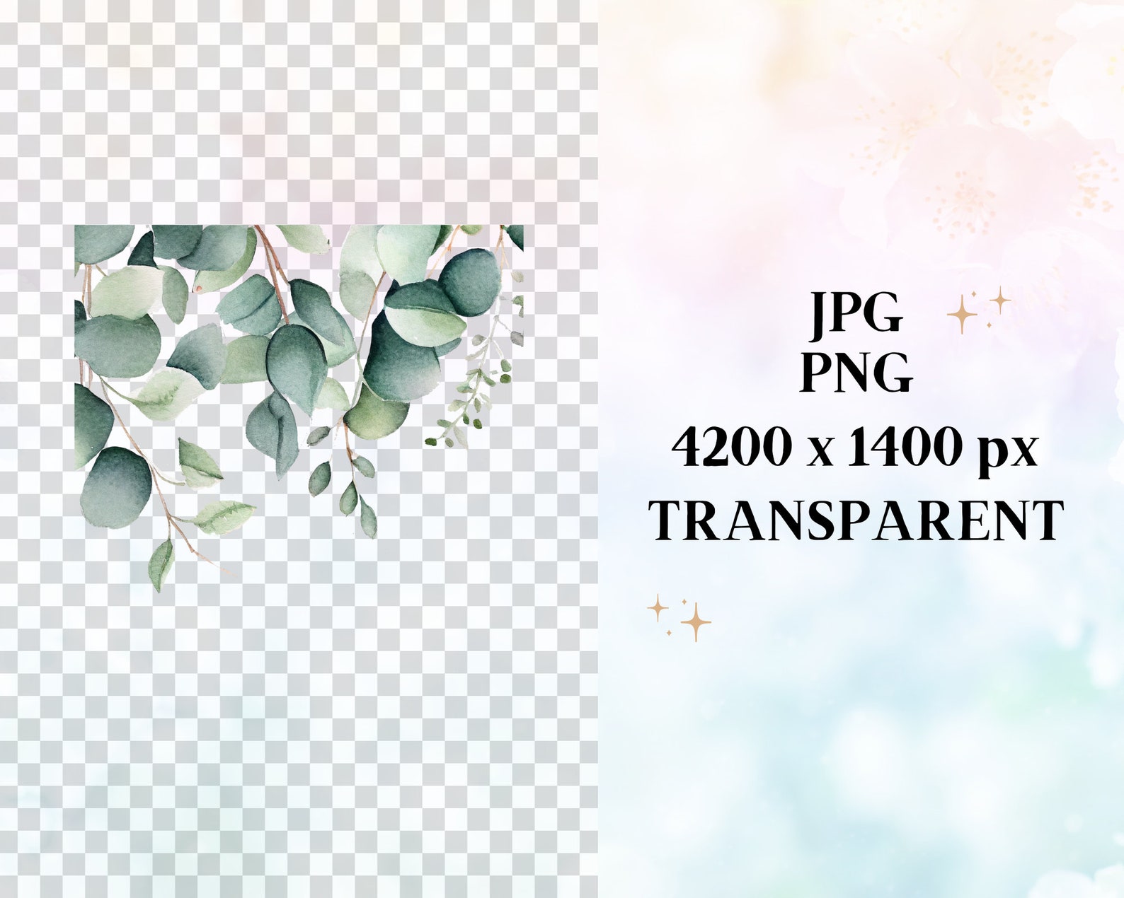 Eucalyptus Watercolor Border Eucalyptus Corner Border Wedding - Etsy