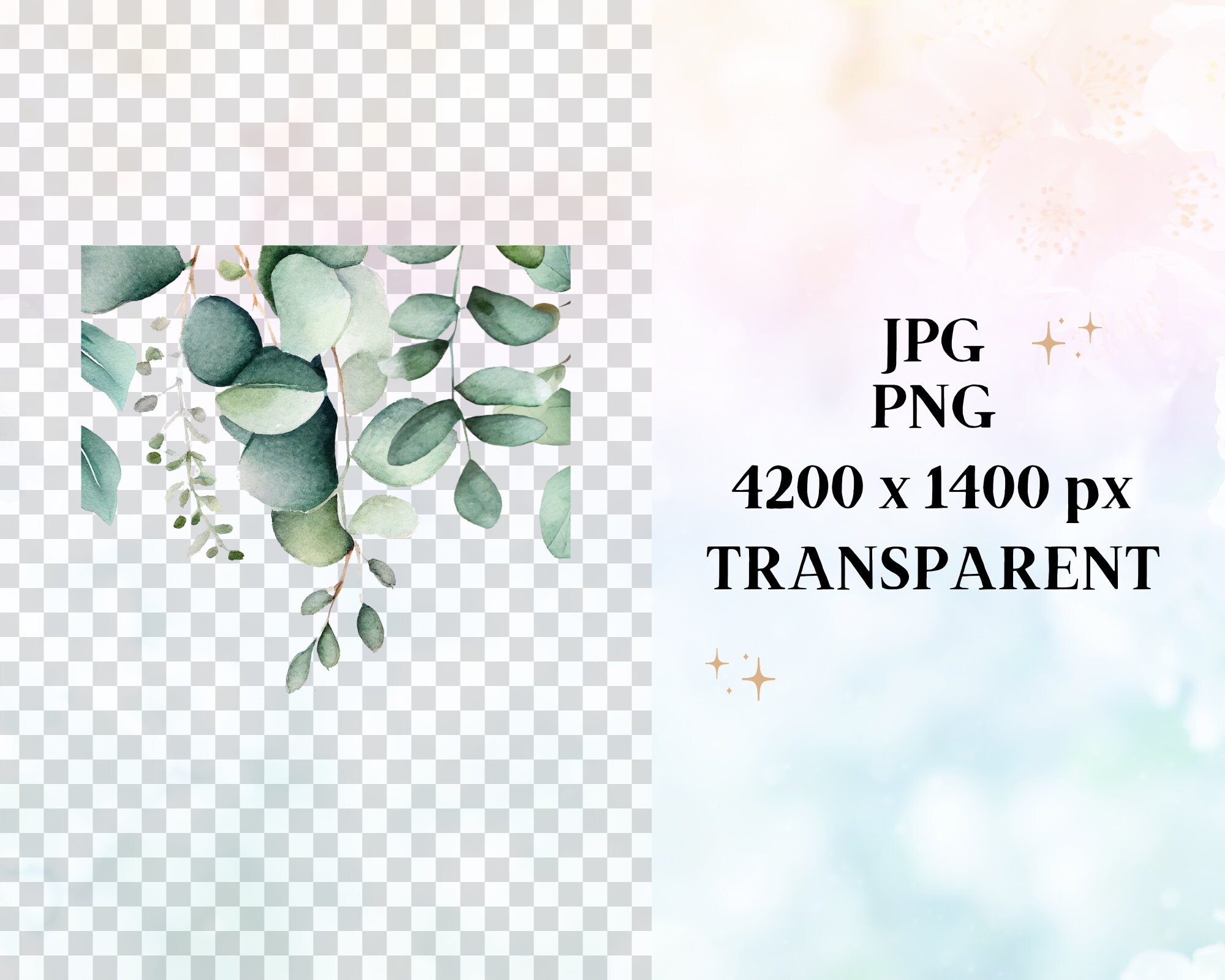 Eucalyptus Watercolor Border Eucalyptus Corner Border Wedding - Etsy