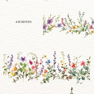 Watercolor Meadow Wild Flower Clipart, Botanical Wild Flowers Clipart ...