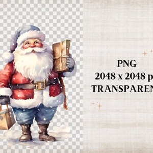 Watercolor Cute Santa Clipart, Christmas Clipart, Santa Claus Art ...