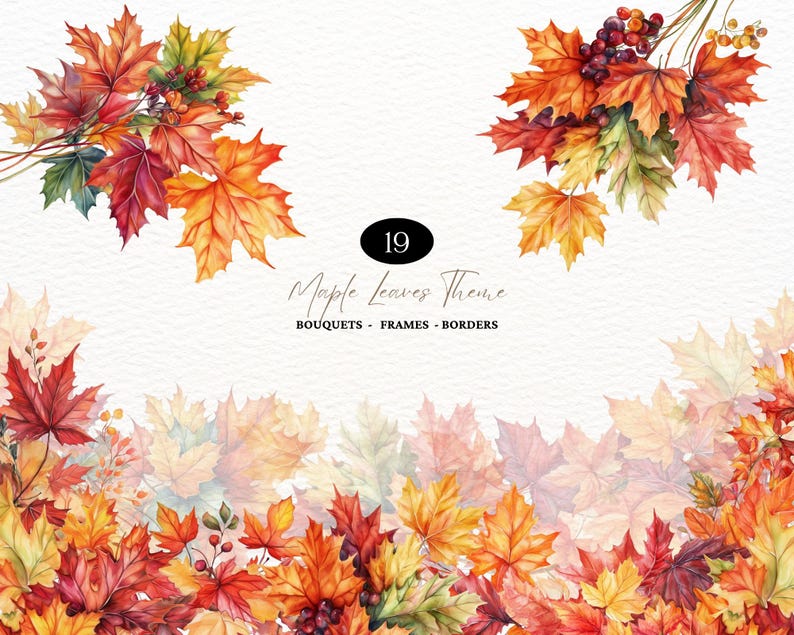 Watercolor Maple Leaf Clipart Fall Leaf Dry Leaves Autumn Leaves ...