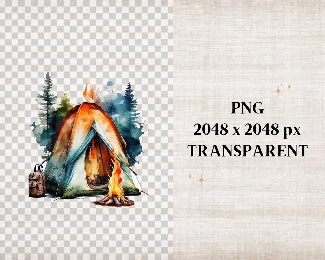 Watercolor Camping Clipart Bundle Camper Van Clipart Outdoor - Etsy