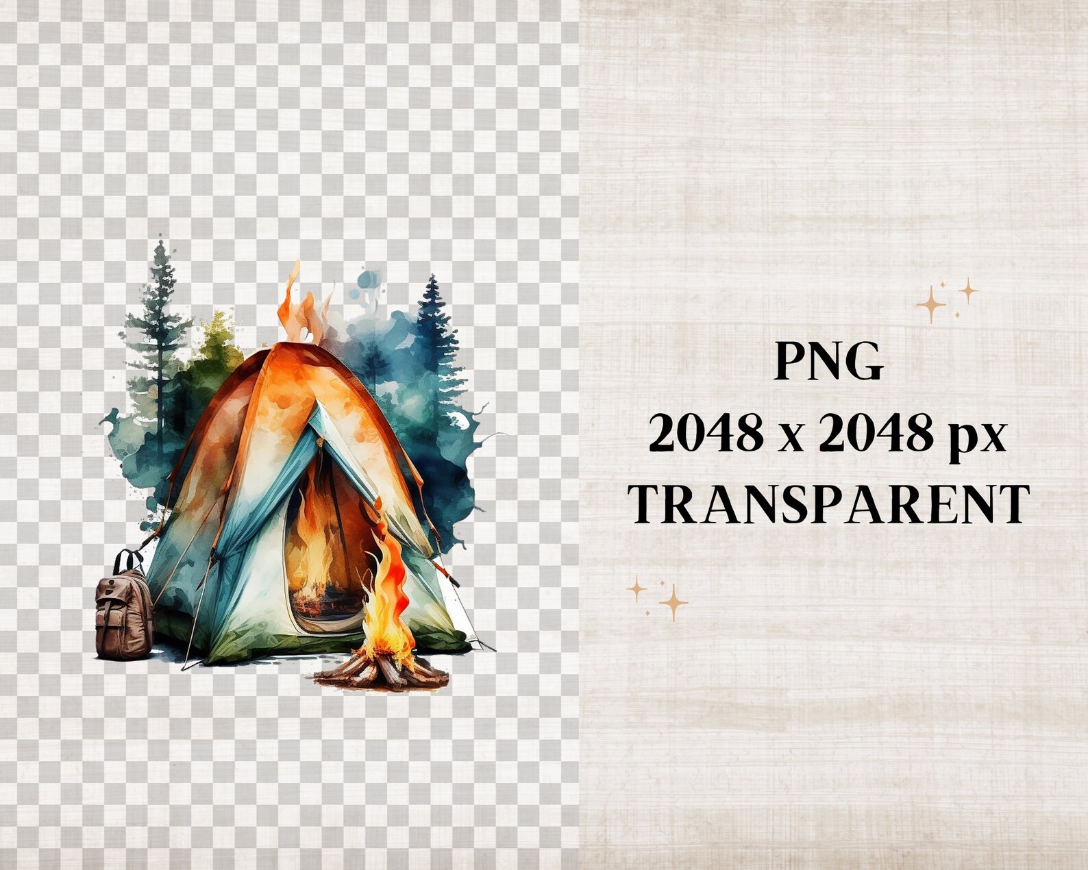 Watercolor Camping Clipart Bundle Camper Van Clipart Outdoor - Etsy