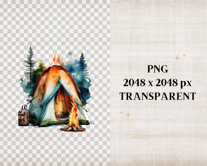 Watercolor Camping Clipart Bundle Camper Van Clipart Outdoor - Etsy