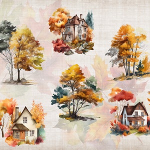 Watercolor Autumn Elements Clipart, Cozy Fall Clipart Set, Watercolor ...