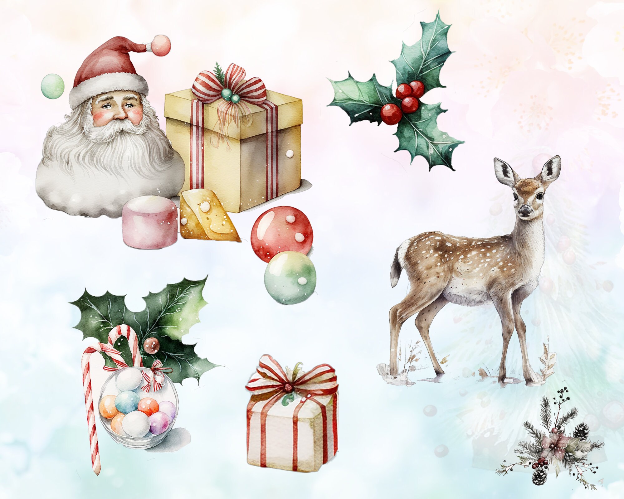 Watercolor Christmas Clipart Bundle Cozy Christmas Clipart - Etsy
