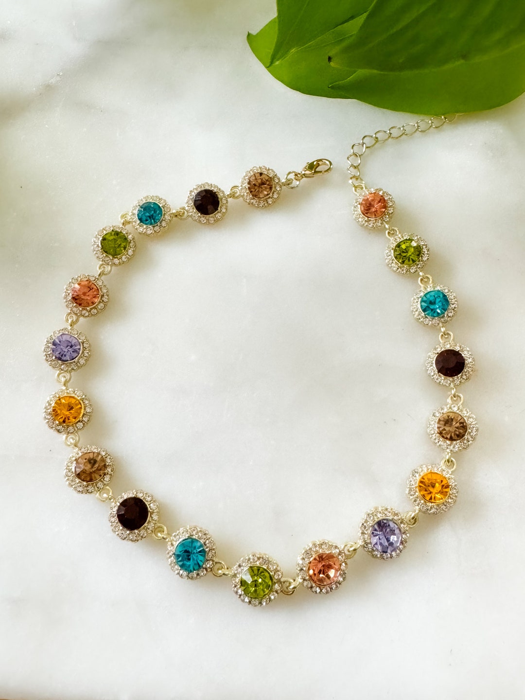 Multicolored Gem Necklace/ Choker fashion Jewelry - Etsy