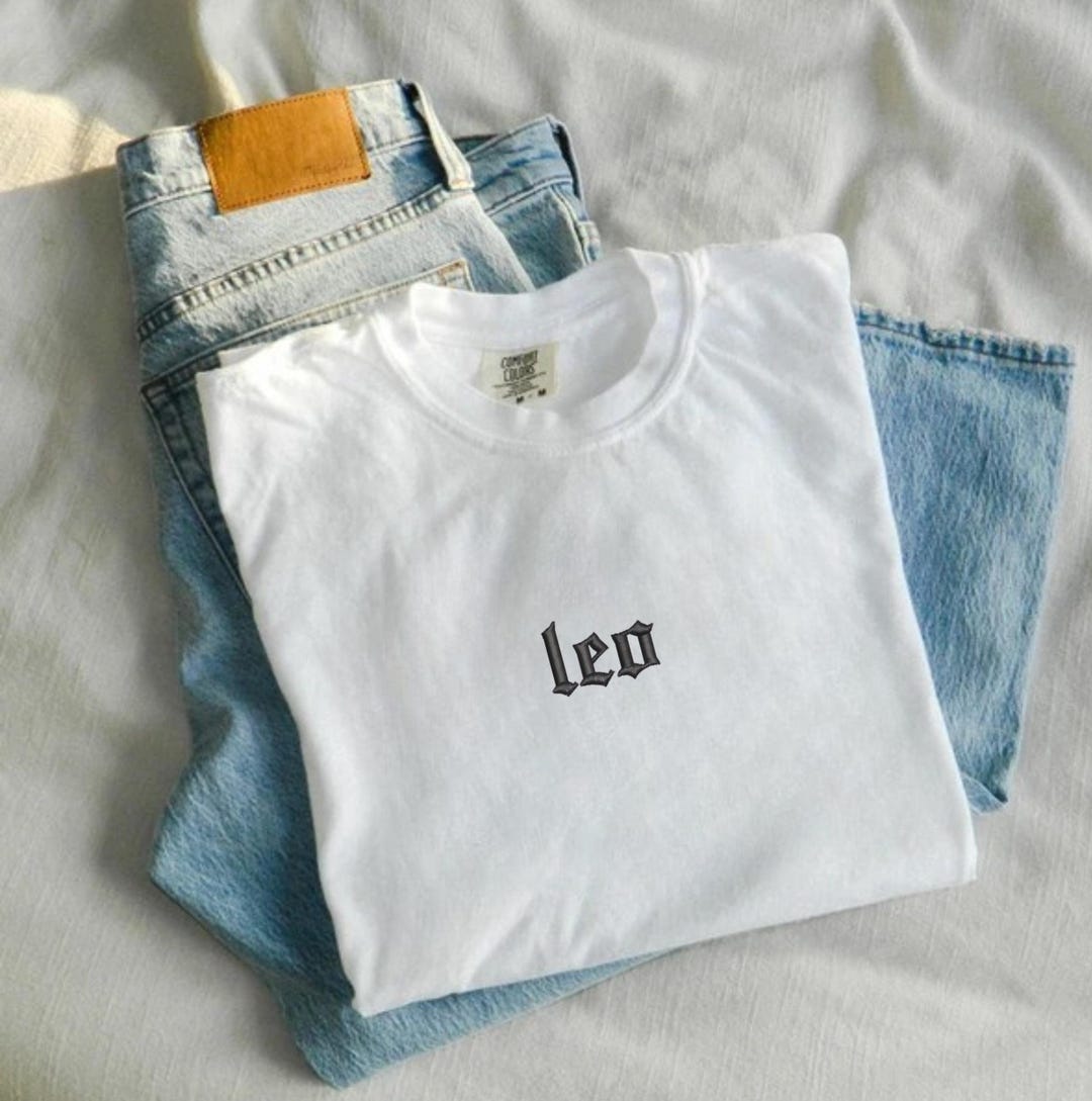 Embroidered Old English Zodiac Sign Shirt | Leo | Comfort Colors - Etsy