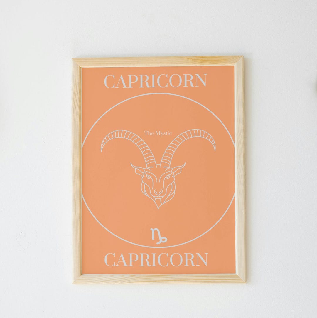 Capricorn Print, Zodiac Poster, Digital Download Print, Vintage Wall ...