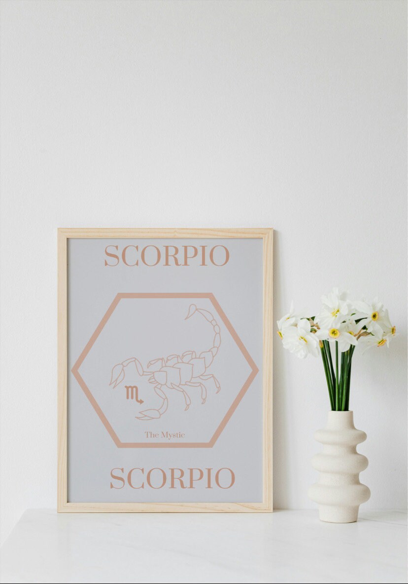 Scorpio Print, Zodiac Poster, Digital Download Print, Vintage Print ...