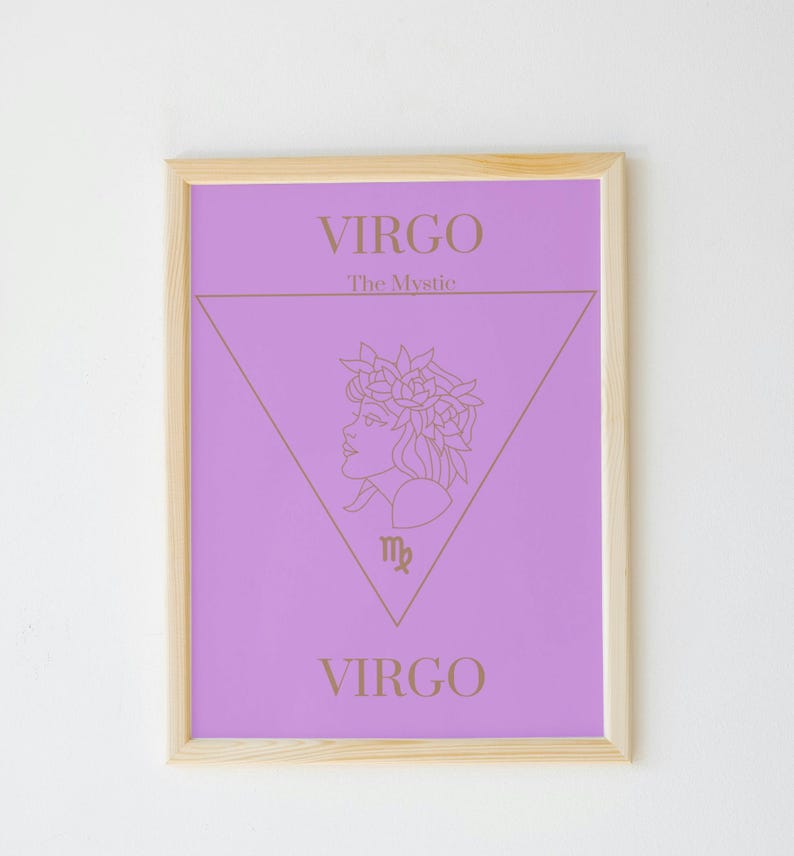 Virgo Print, Zodiac Poster, Digital Download Print, Vintage Wall Art ...