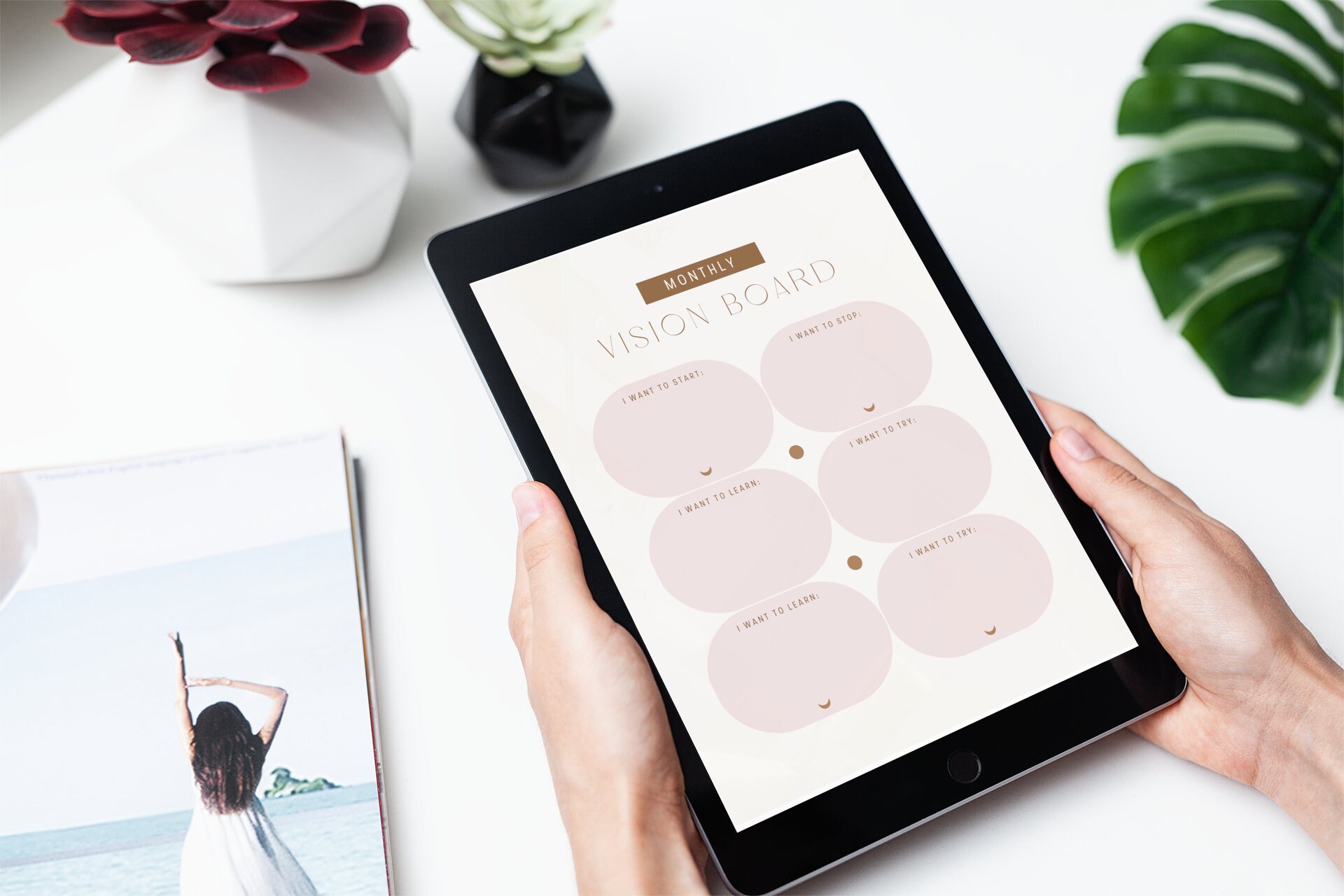 Monthly Vision Board, Motivational, Goals, Instant Download, Printable ...