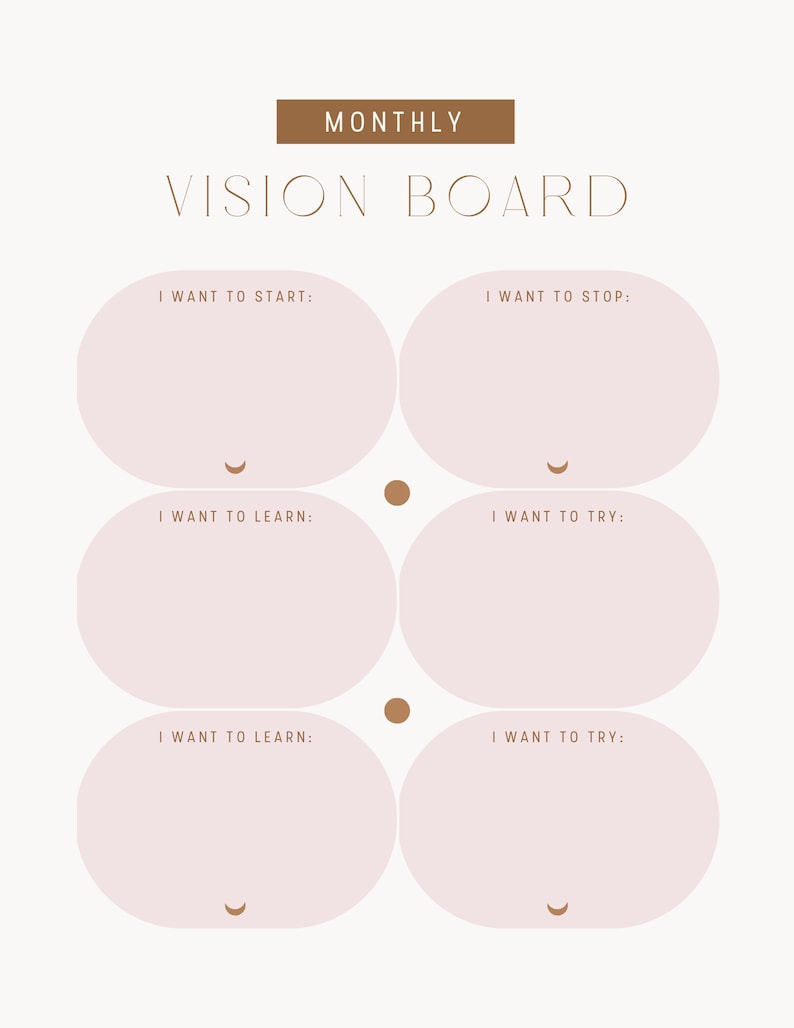 Monthly Vision Board, Motivational, Goals, Instant Download, Printable ...