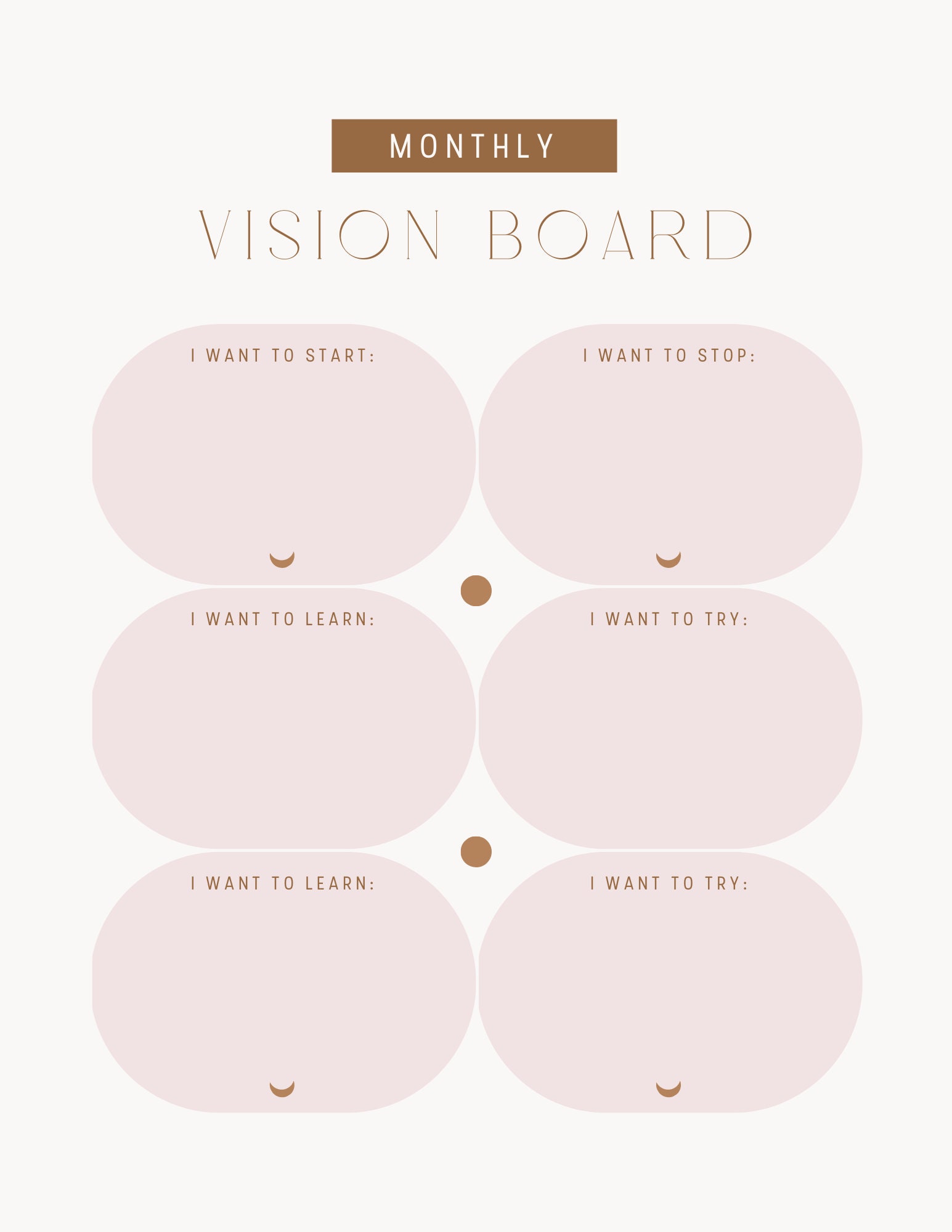 Monthly Vision Board, Motivational, Goals, Instant Download, Printable ...