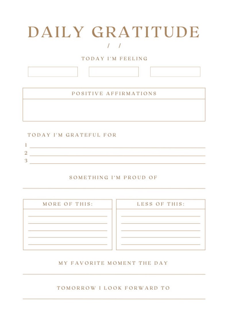 Daily Gratitude Journal, Printable, Instant Download, Happiness Journal ...