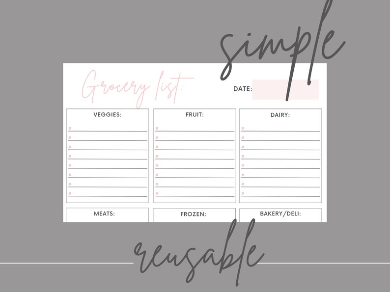 Grocery List Category Grocery List Printable Shopping List Grocery List ...