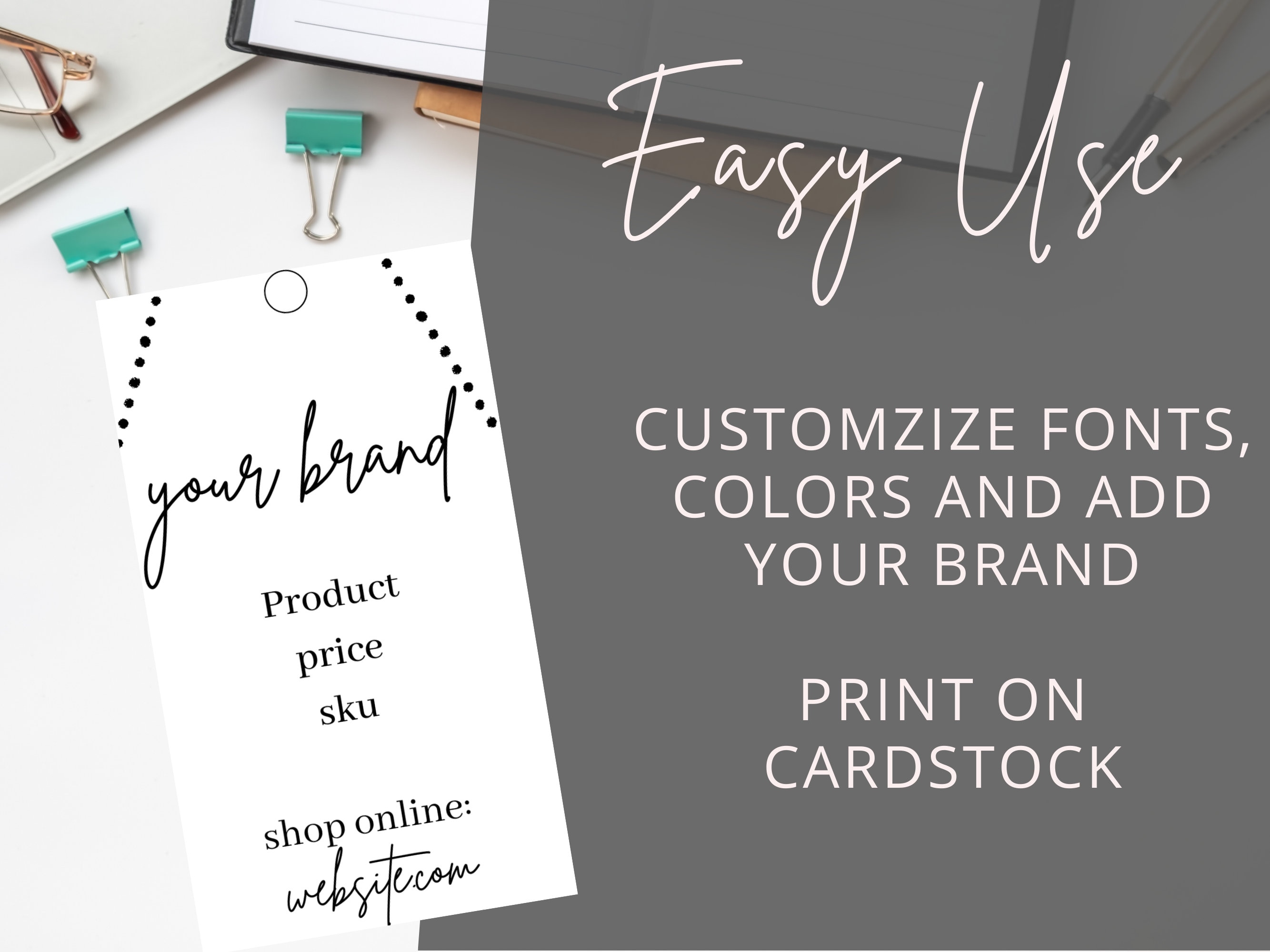 Editable Hanging Tags Template, Printable Fashion Label Template ...