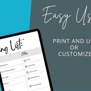 Vacation Packing List Printable, Packing List Template, Packing List ...