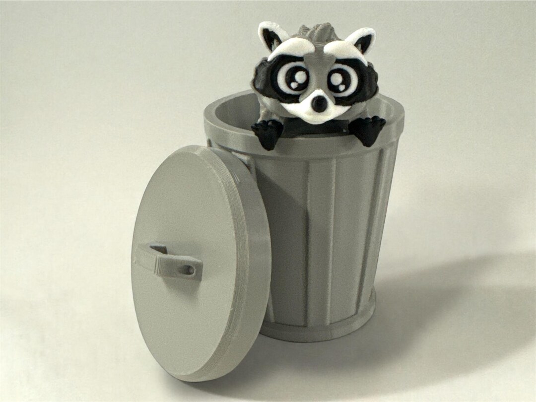 Cute Articulated Raccoon in Garbage Can – Adorable Poseable Trash ...