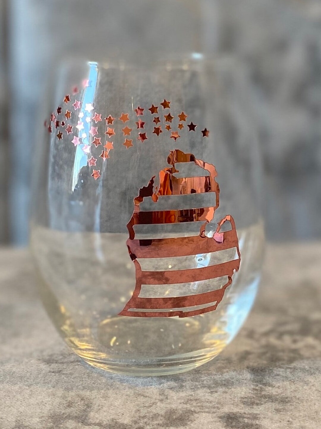 Michigan Flag Wine Glass Light Pink Michigan Stars and Stripes - Etsy