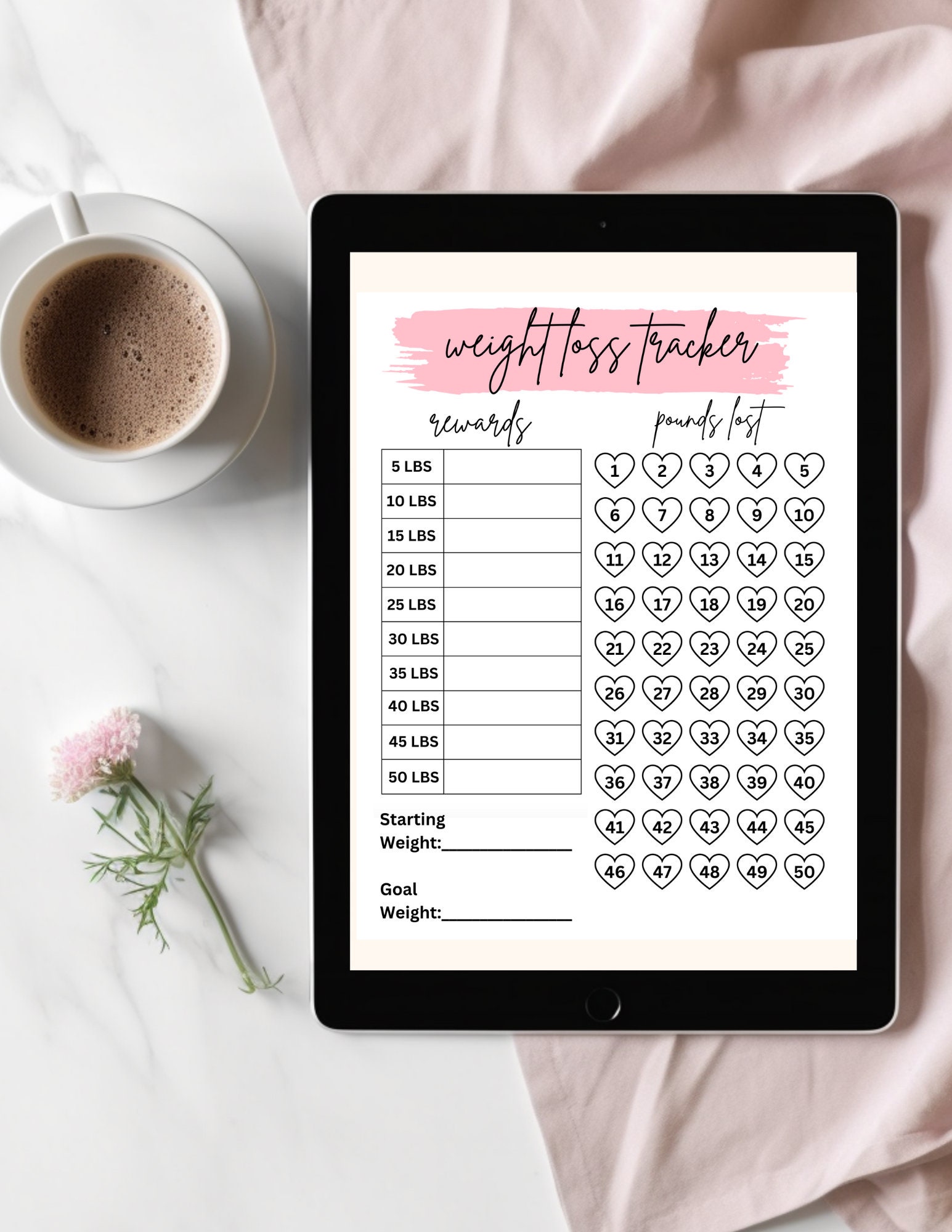 Weight Loss Reward Template, Printable Weight Loss Tracker, Digital ...