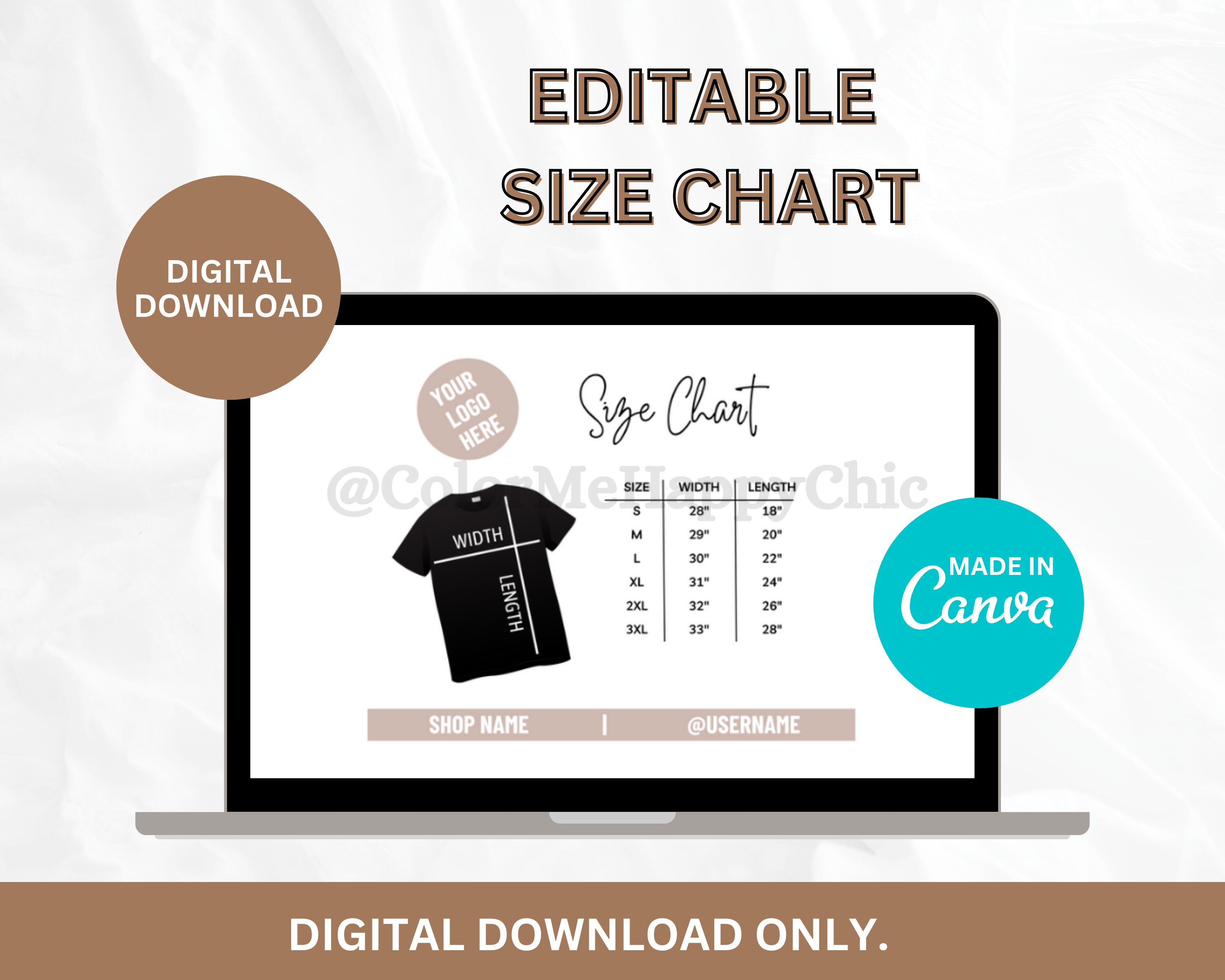 Editable Bella Canvas 3001 Size Chart Size Chart Canva Template ...