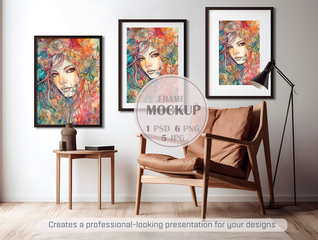 Movable Frame Mockup Colorful Frame Mockup Frame Mockup Duo Wallart ...