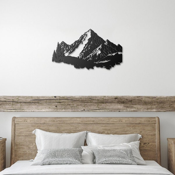 Metal Tree Mountain Wall Art - Etsy