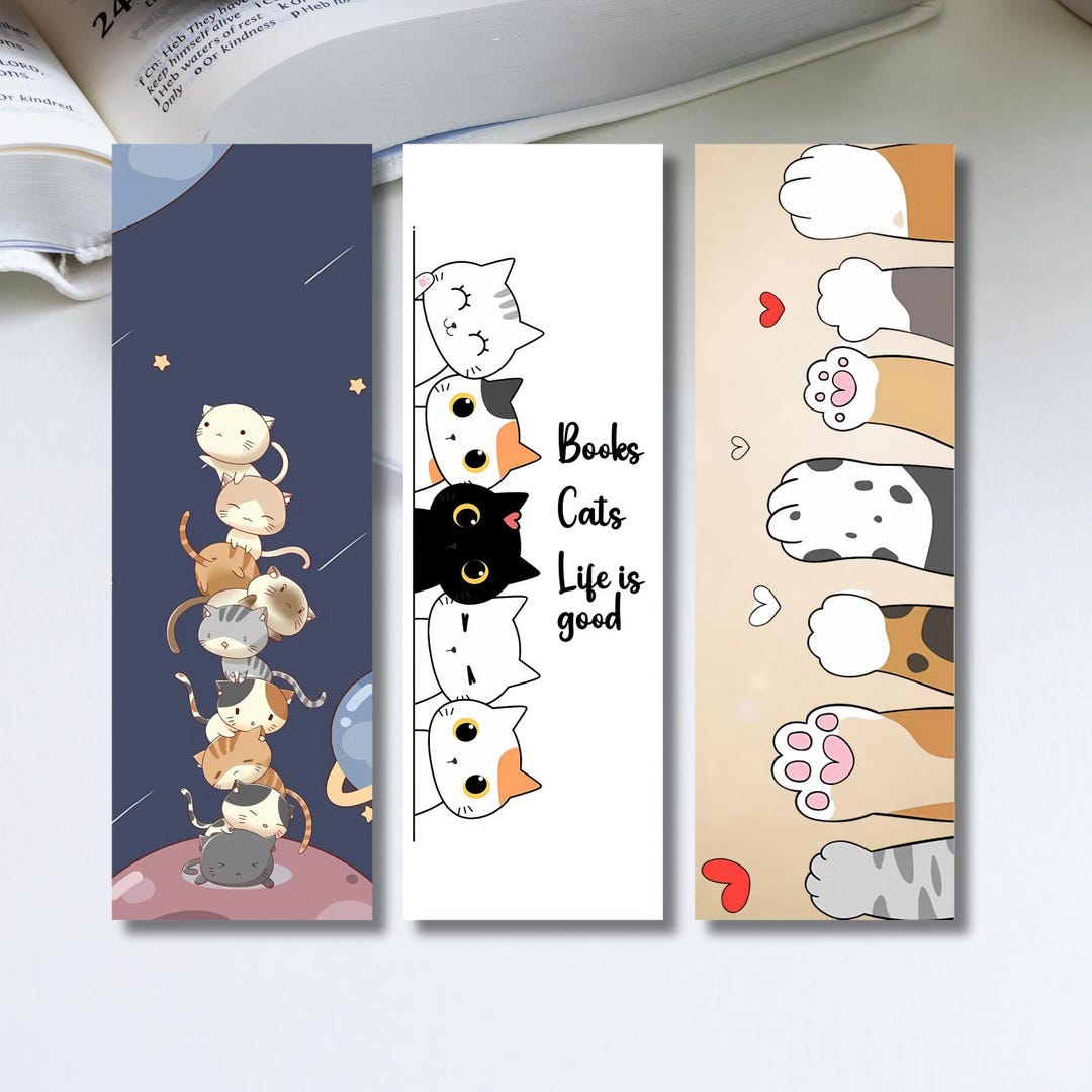 Cute Cat Bookmarks: Book Lover Gift, Bookworm - Etsy